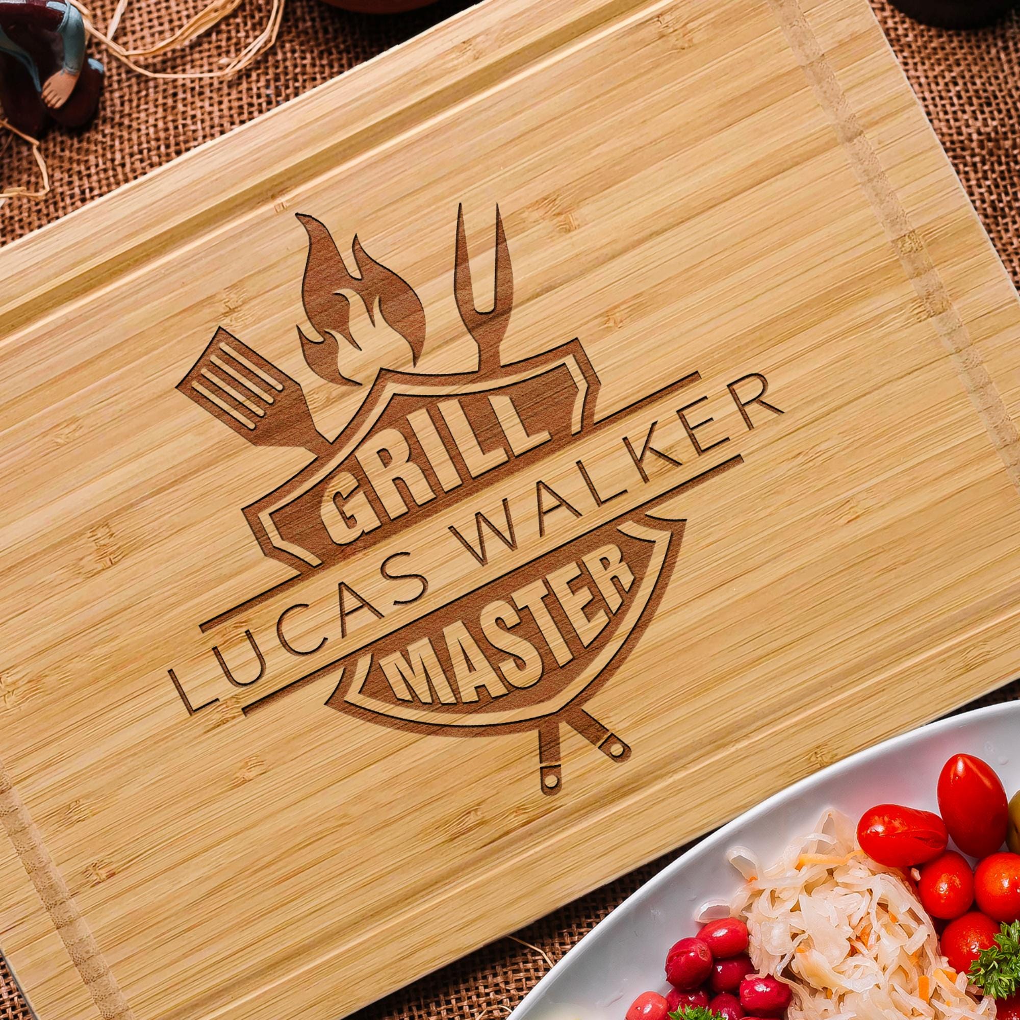 Personalized Grill Master BBQ Cutting Board for Dad or Grandpa, Cutting ...