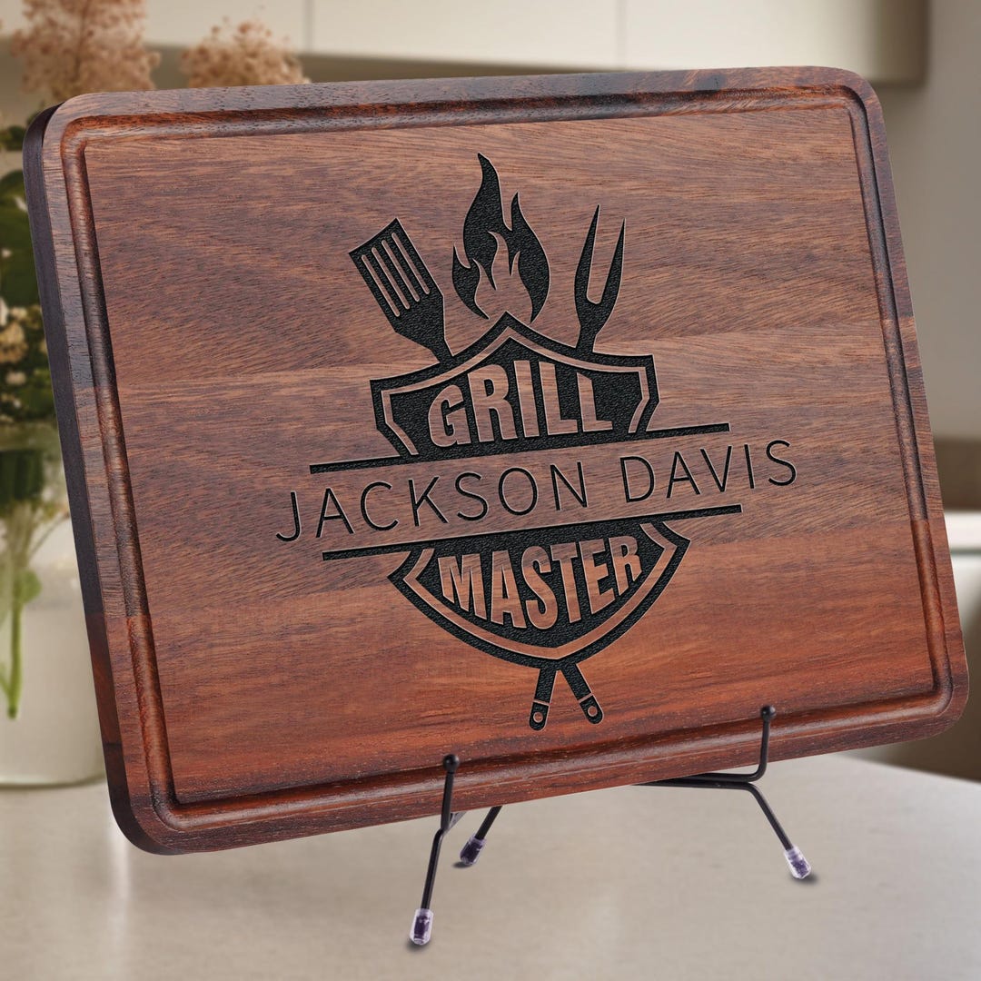 Personalized Grill Master BBQ Cutting Board for Dad or Grandpa, Cutting ...