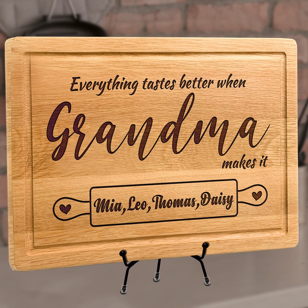 Custom Grandma Cutting Board, Personalized Kitchen Gift From Grandkids ...