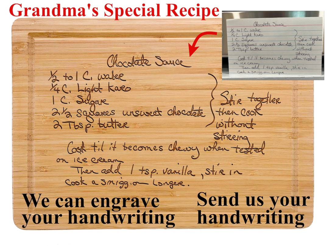 Handwritten Recipe Cutting Board, Grandma's Handwriting, Personalized ...