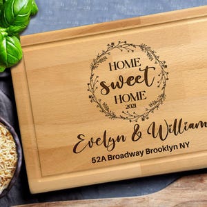 Personalized Home Sweet Home Cutting Board, Address Cutting Board ...