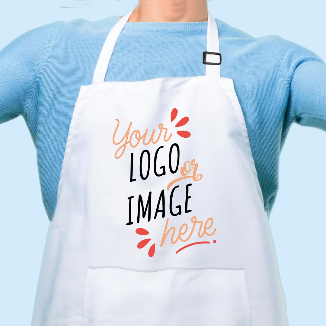Personalized Logo Apron With Pockets, Custom Text Logo Apron, Custom ...