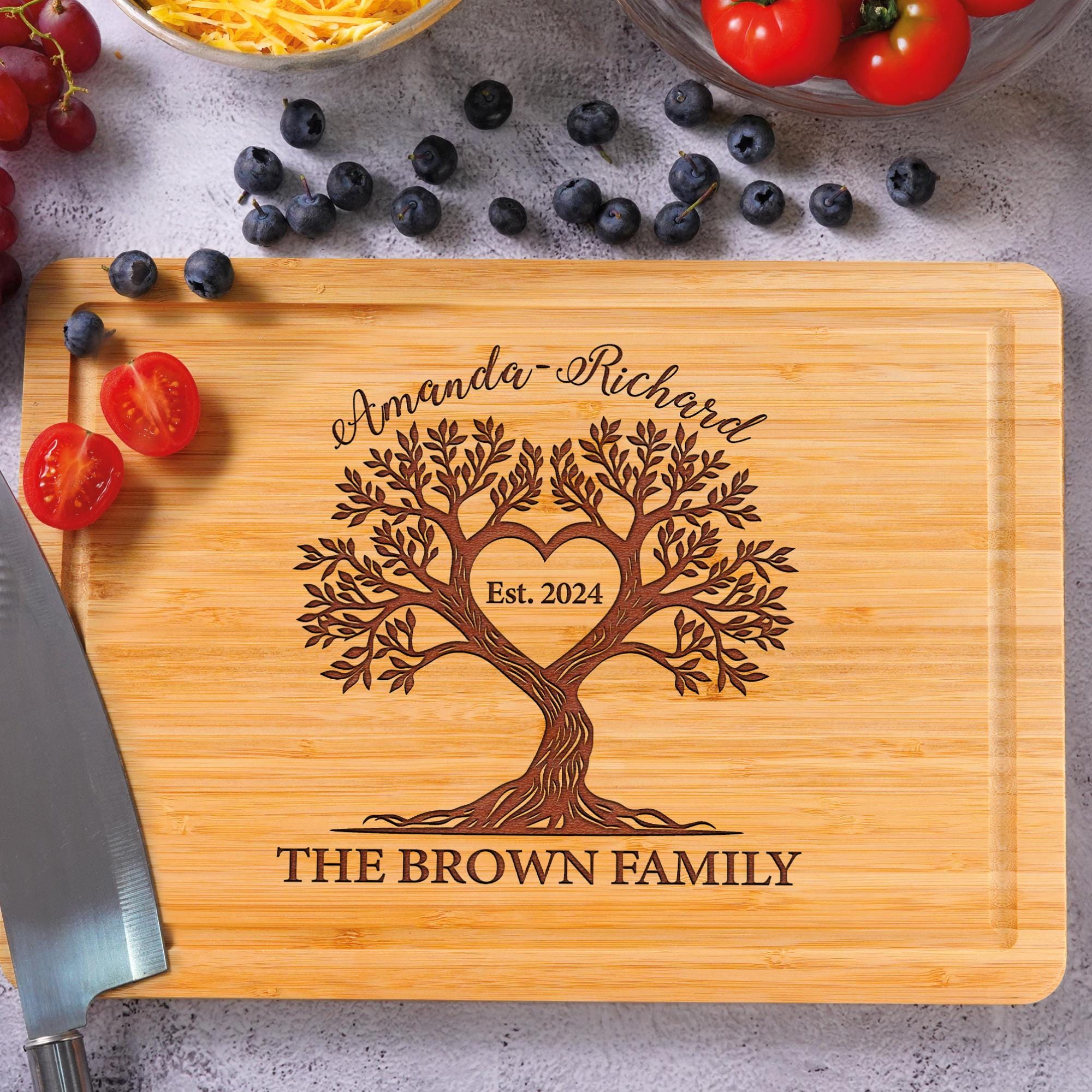 Personalized Wooden Family Tree Sign With Stand, Custom Cutting Board ...