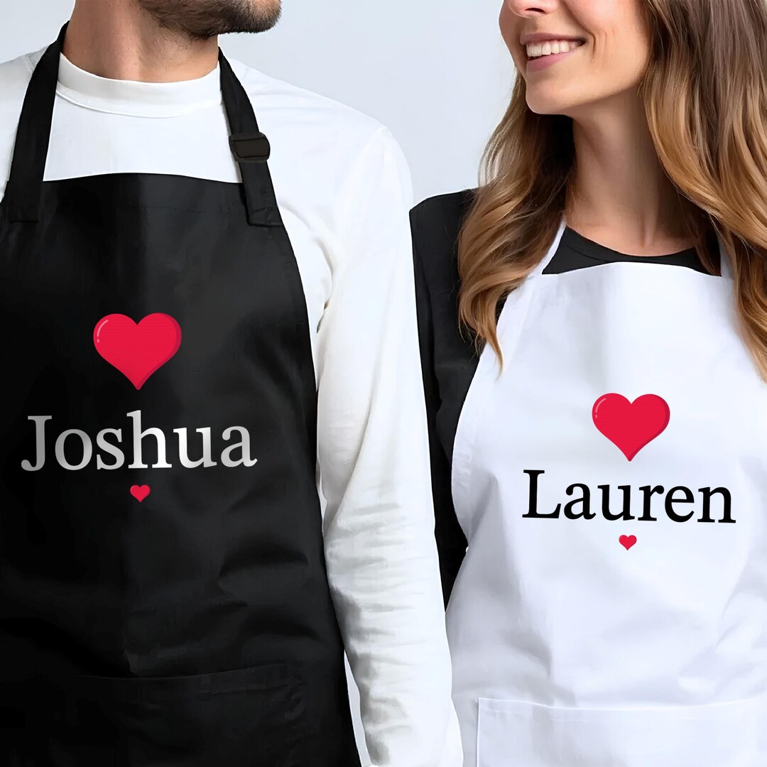 His and Hers Aprons, Custom Anniversary Gift, Couple Aprons, Bridal ...