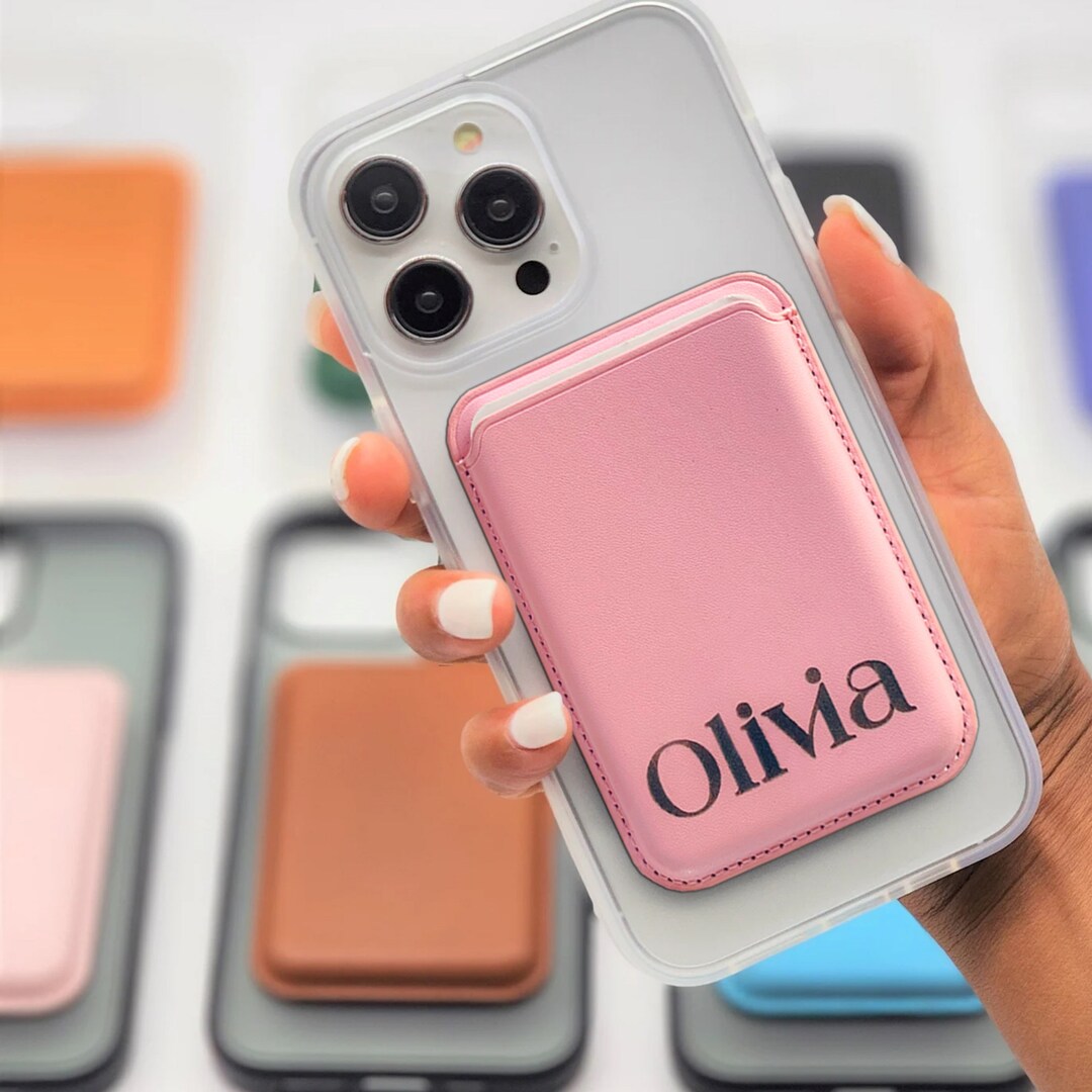 Personalized Engraved Apple Leather Wallet Case, Custom iPhone Magnetic ...