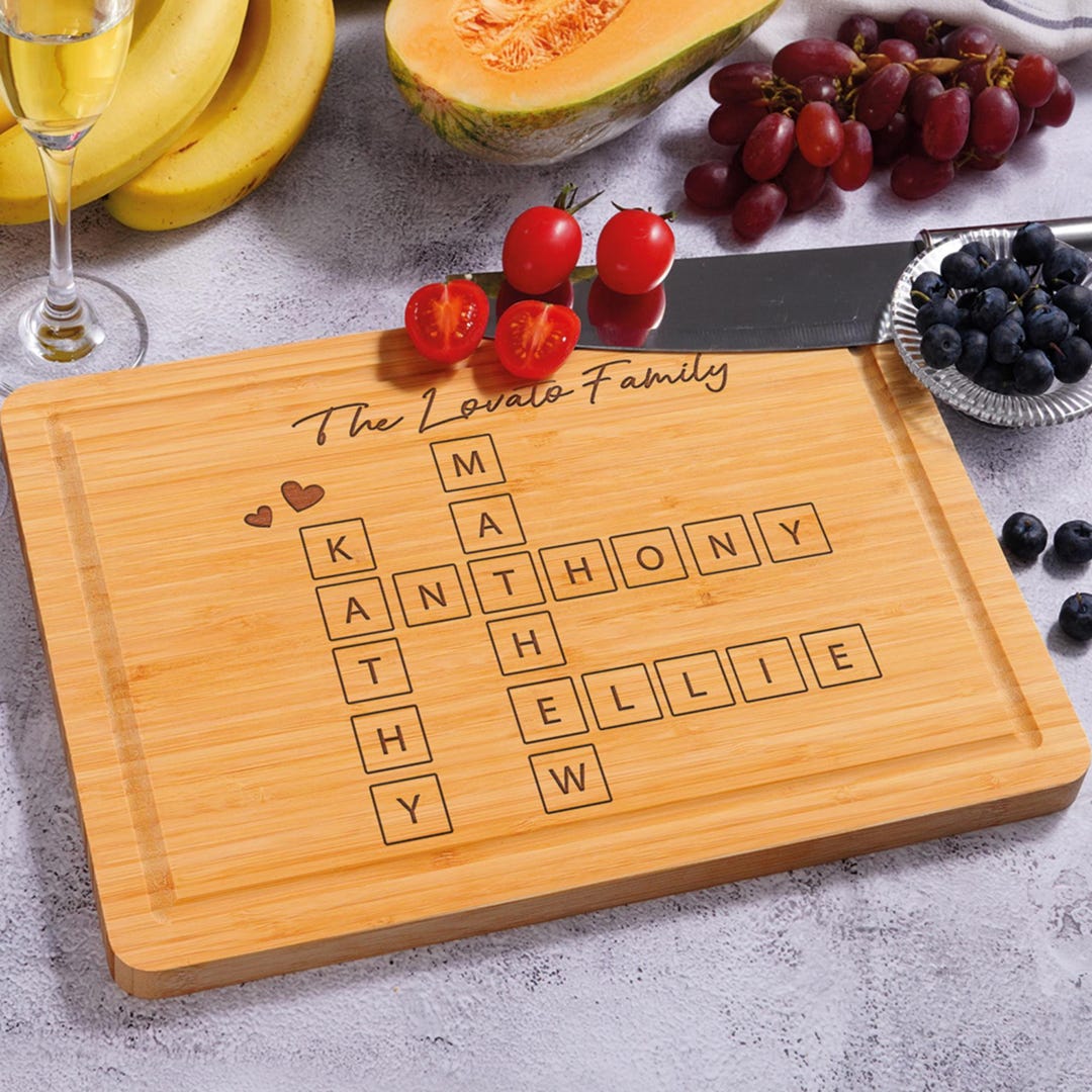 Custom Engraved Cutting Board, Family Gift Chopping Board, Name Puzzle ...