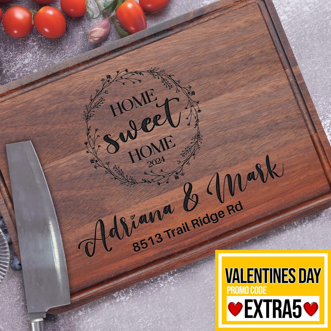 Personalized Home Sweet Home Cutting Board, Address Cutting Board ...