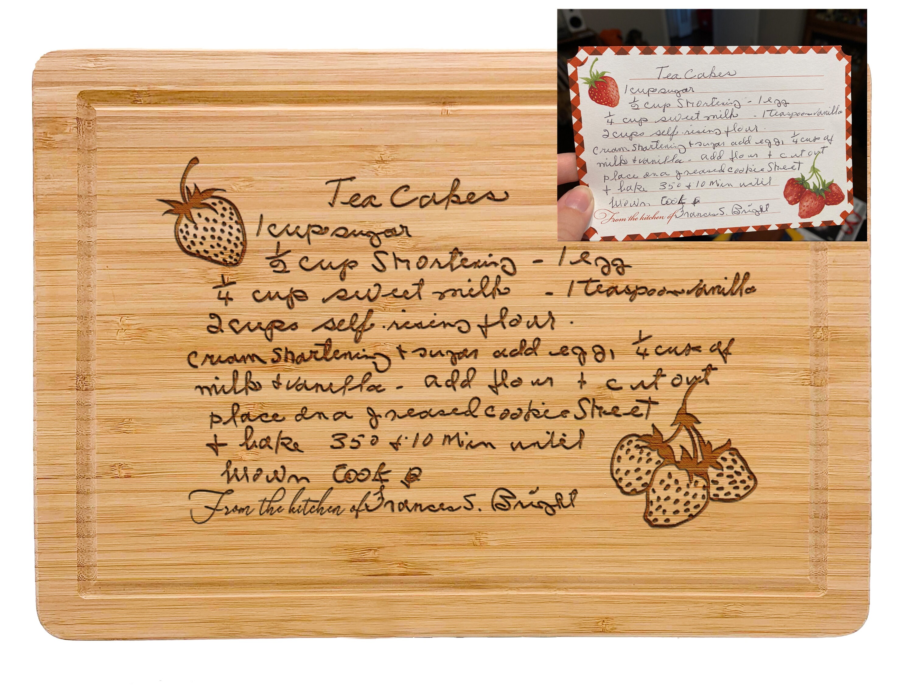 Handwritten Recipe Cutting Board, Grandma's Handwriting, Personalized ...