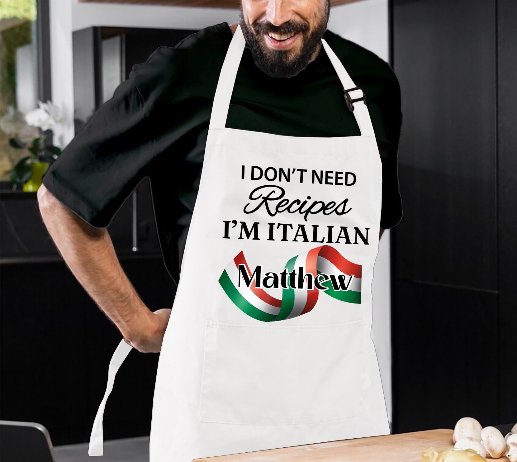 Italian Unisex Apron, Recipe Apron, Custom Italian Apron, Personalized ...