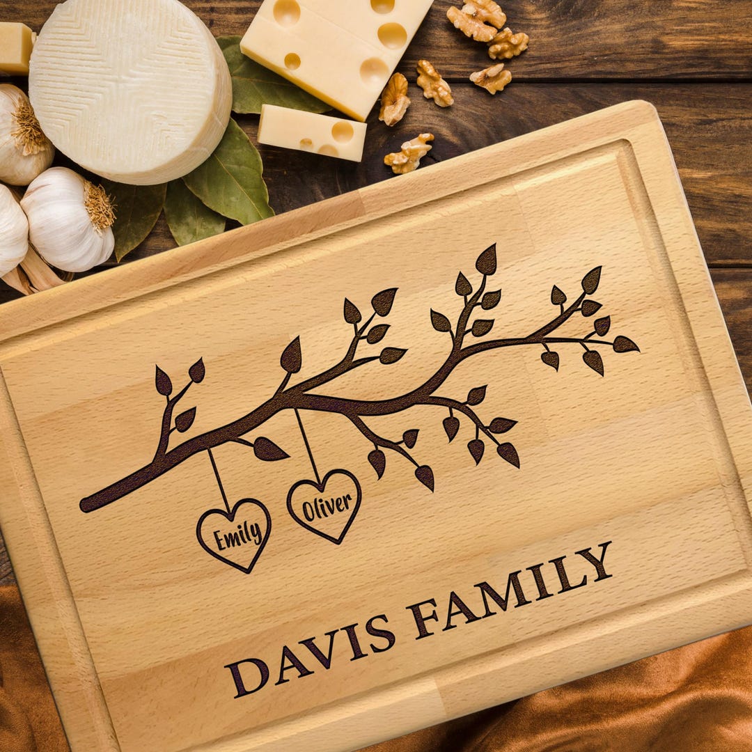 Personalized Wooden Family Board, Family Tree Sign, Hanging Hearts ...