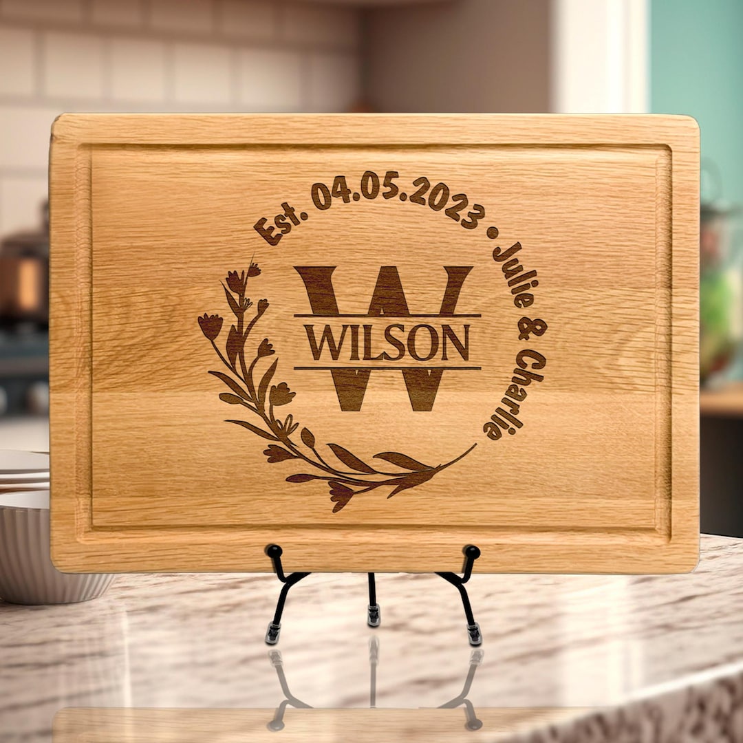 Custom Family Name Cutting Board, Engraved Wood Board, Housewarming or ...