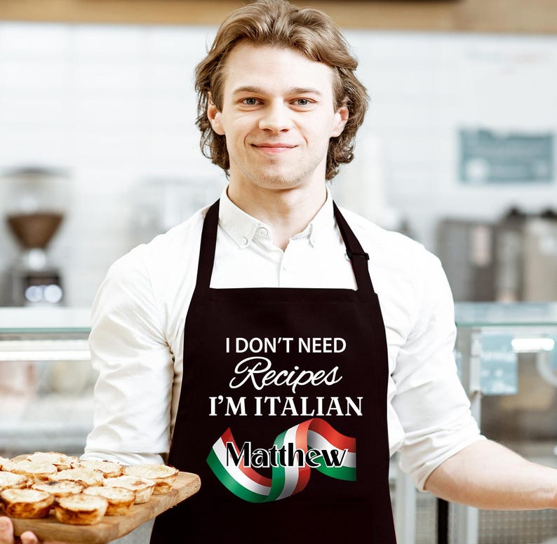 Italian Unisex Apron, Recipe Apron, Custom Italian Apron, Personalized ...