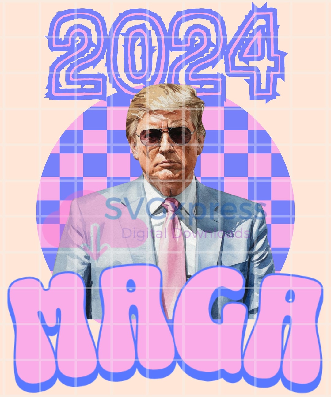 Trump 2024 MAGA Preppy Girly Feminine Pink PNG, Digital File, Digital ...