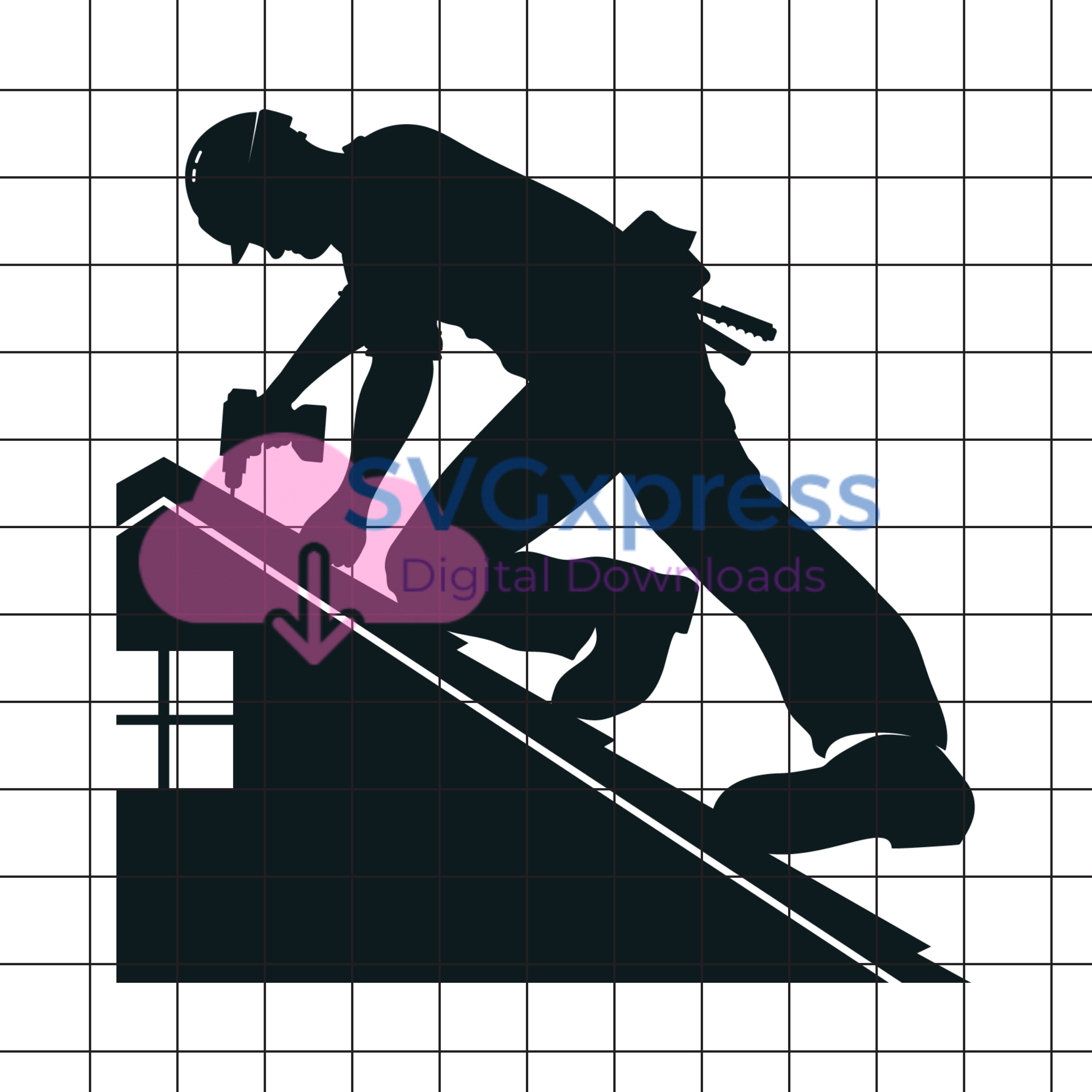Roofing PNG, Silhouette of Roofer Working, Digital Download, PNG ...