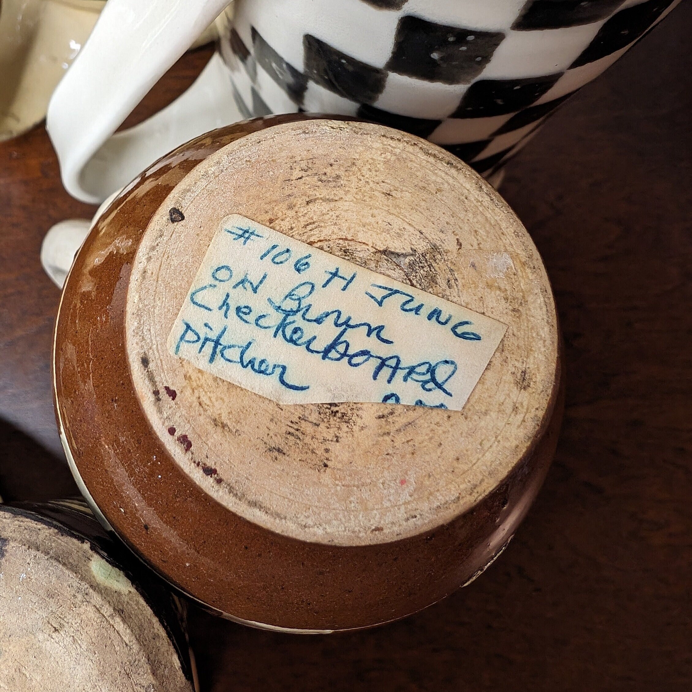 Antique Mocha Ware Checkerboard Pottery Collection 19th Century Yellow ...