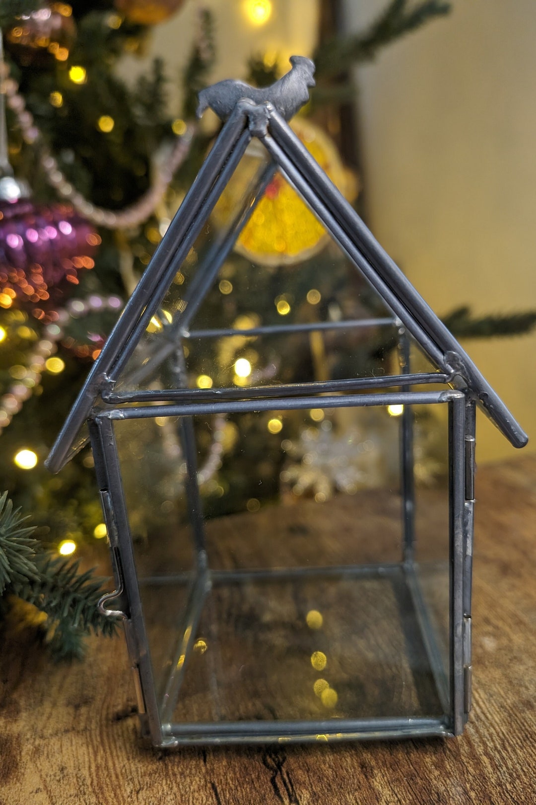 Clear Leaded Glass Terrarium Display Case With Rooster on - Etsy