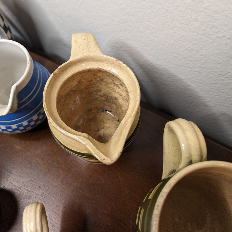 Antique Mocha Ware Checkerboard Pottery Collection 19th Century Yellow ...