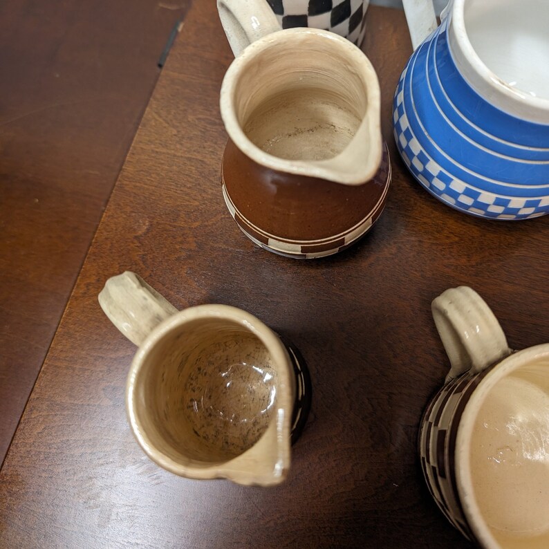 Antique Mocha Ware Checkerboard Pottery Collection 19th Century Yellow ...