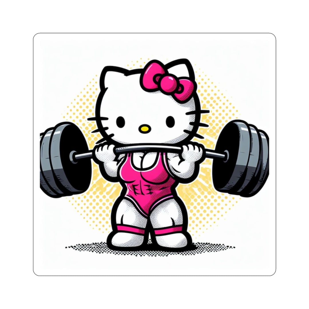 Buff Hello Kitty Sticker Hello Kitty Sticker Gym Sticker - Etsy