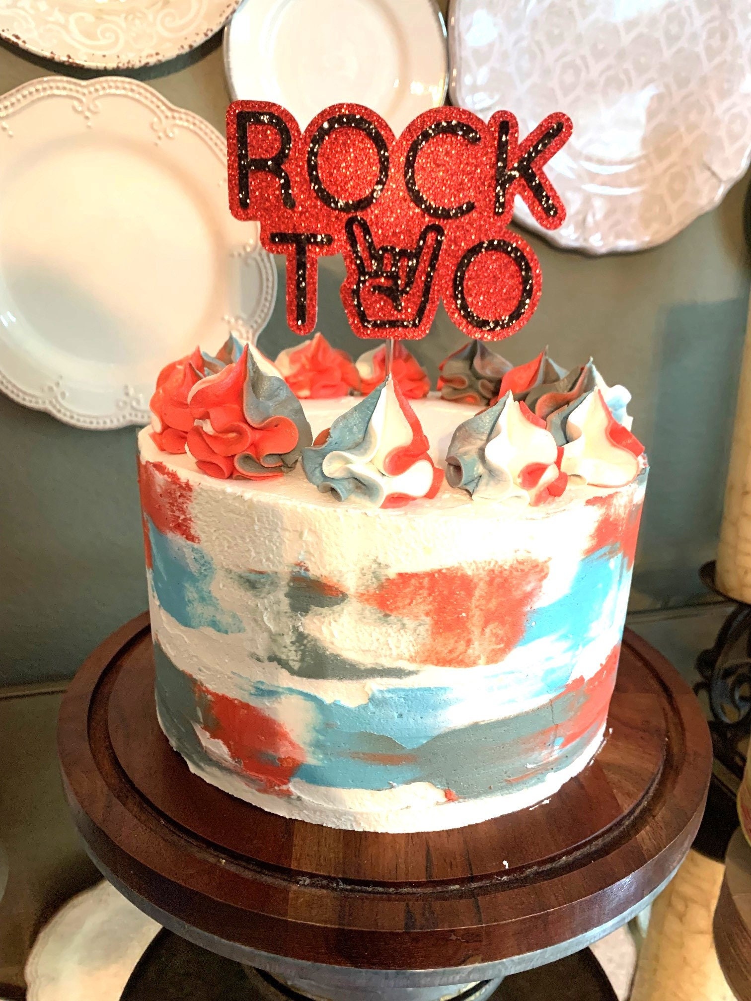 Rock Two Cake Topper, Rock and Roll Birthday Decoration - Etsy