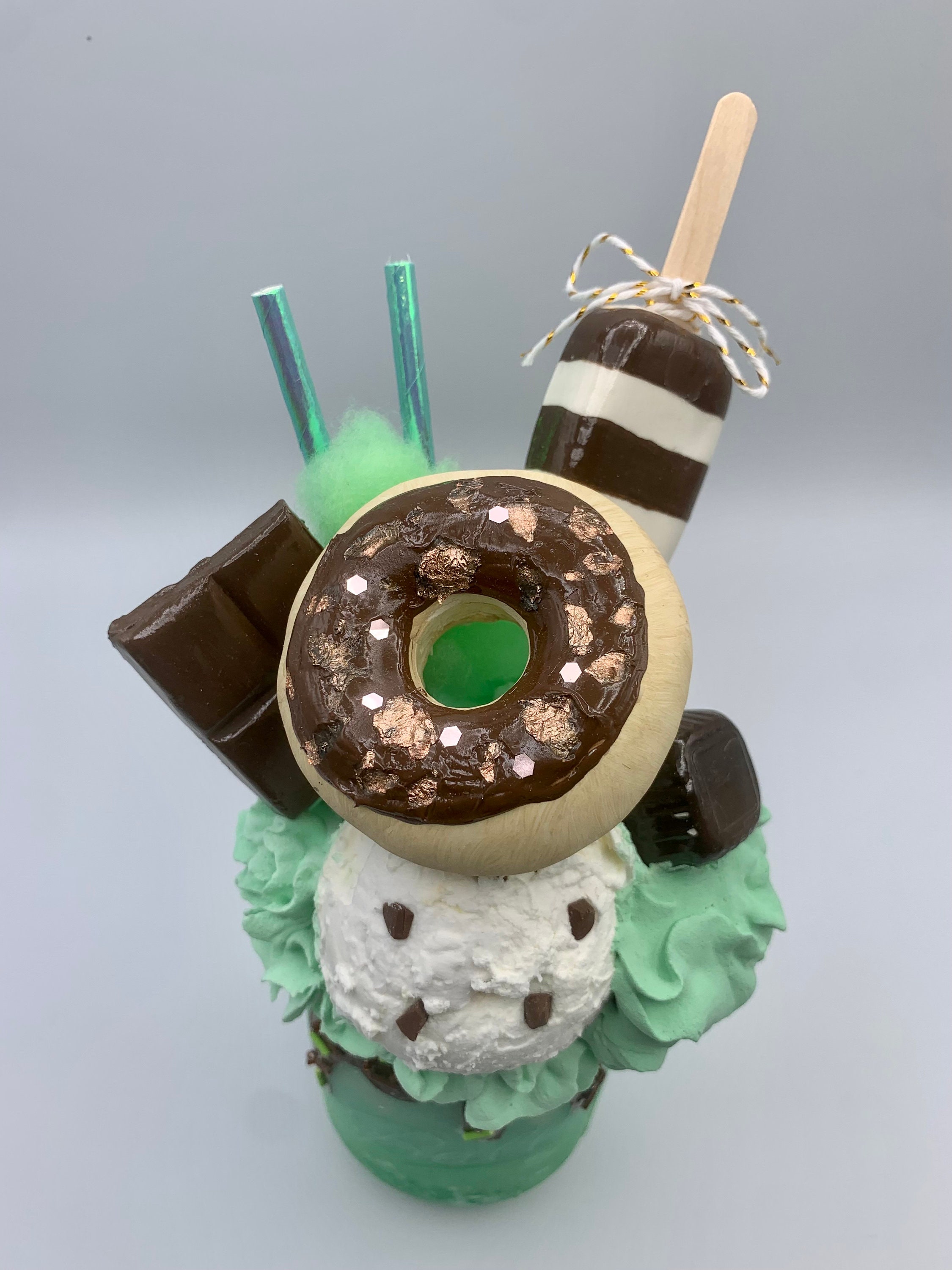 Minty-mint Choco Chip Faux Milkshake Fake Shake - Etsy