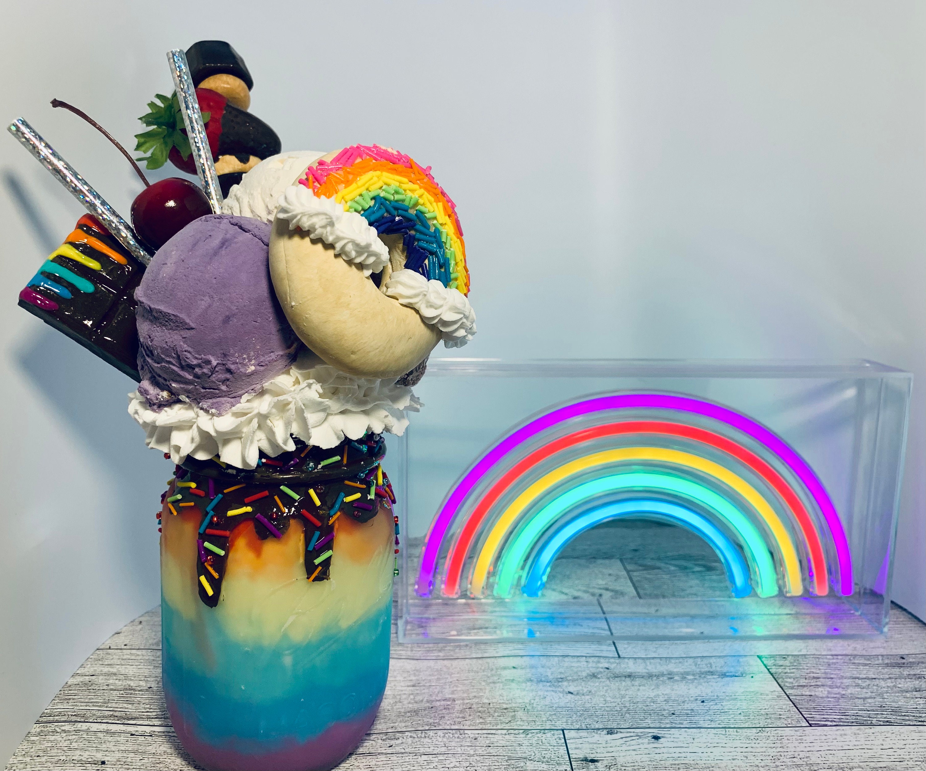 Rainbow Faux Milkshake Faux Freak Shake - Etsy