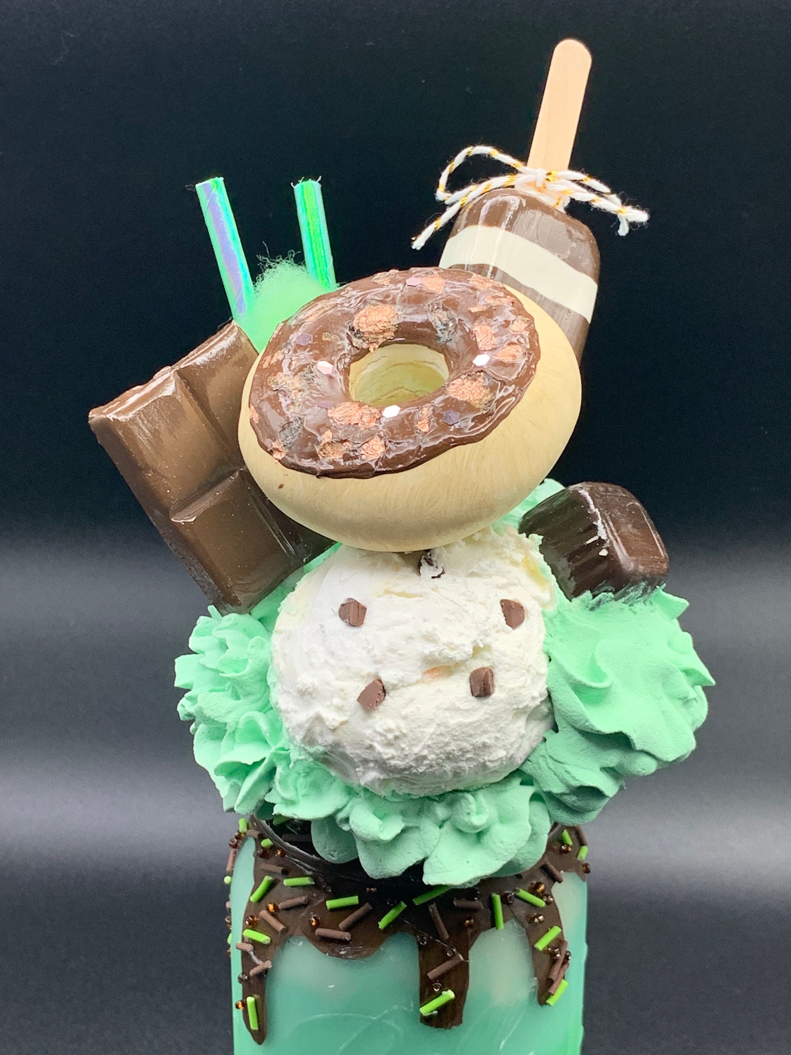 Minty-mint Choco Chip Faux Milkshake | Fake Shake - Etsy