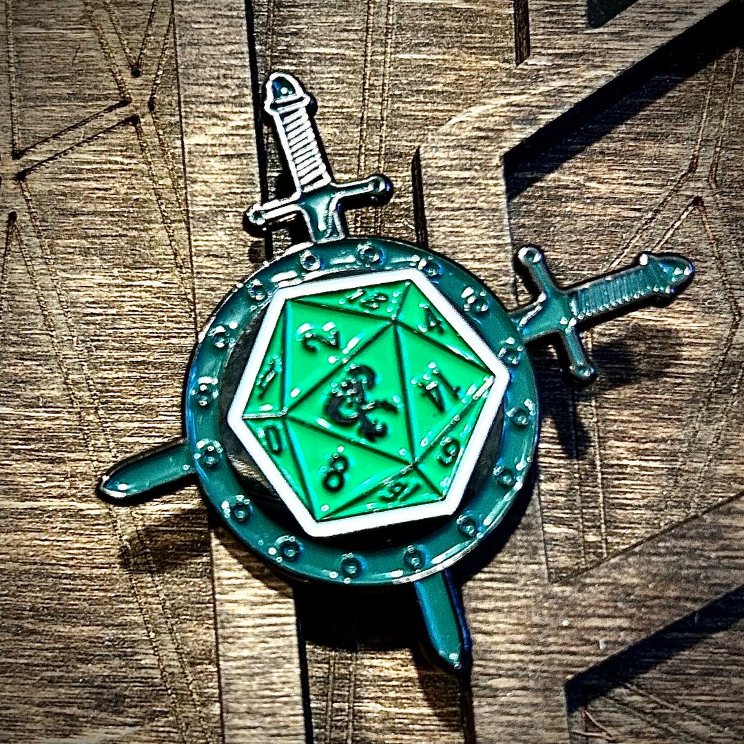 Dungeons and Dragons Pin / D20 and Swords / Dnd / D&D / Lapel Pin ...