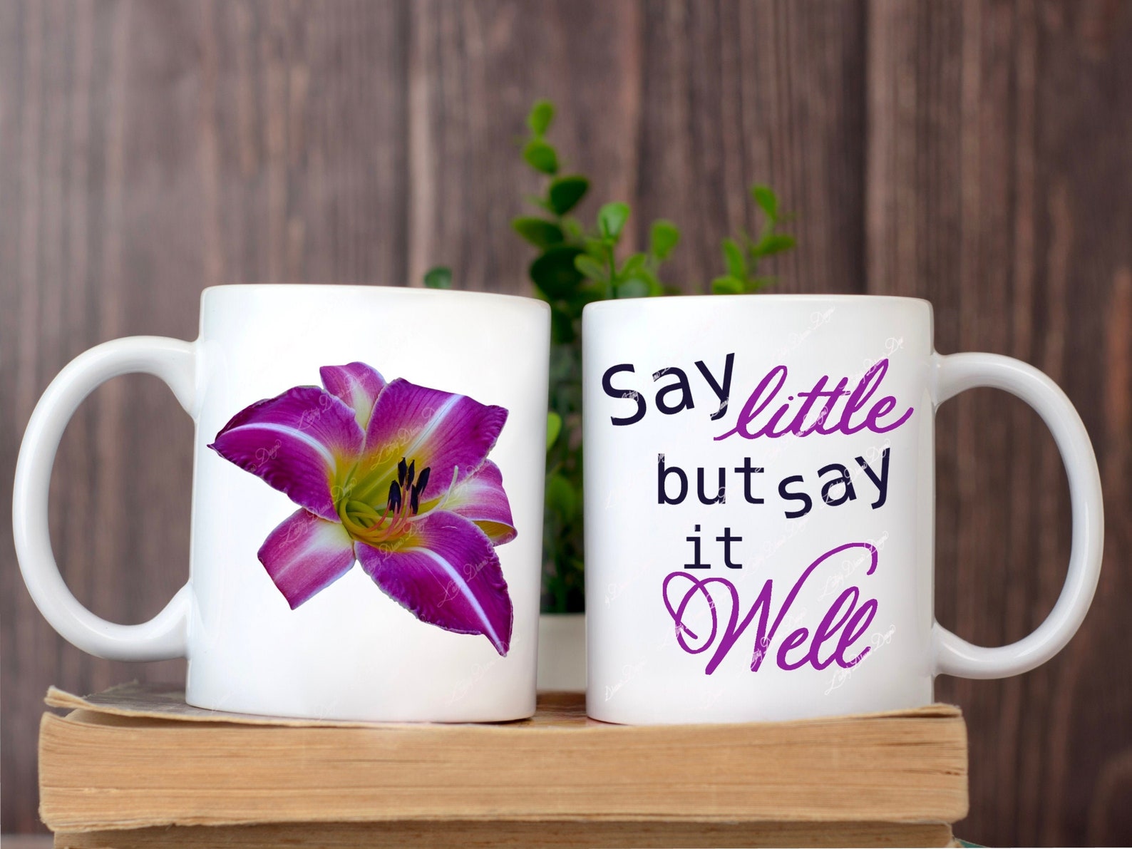 Say Little but Say It Well Purple Daylily Flower Mug, Beautiful Floral ...