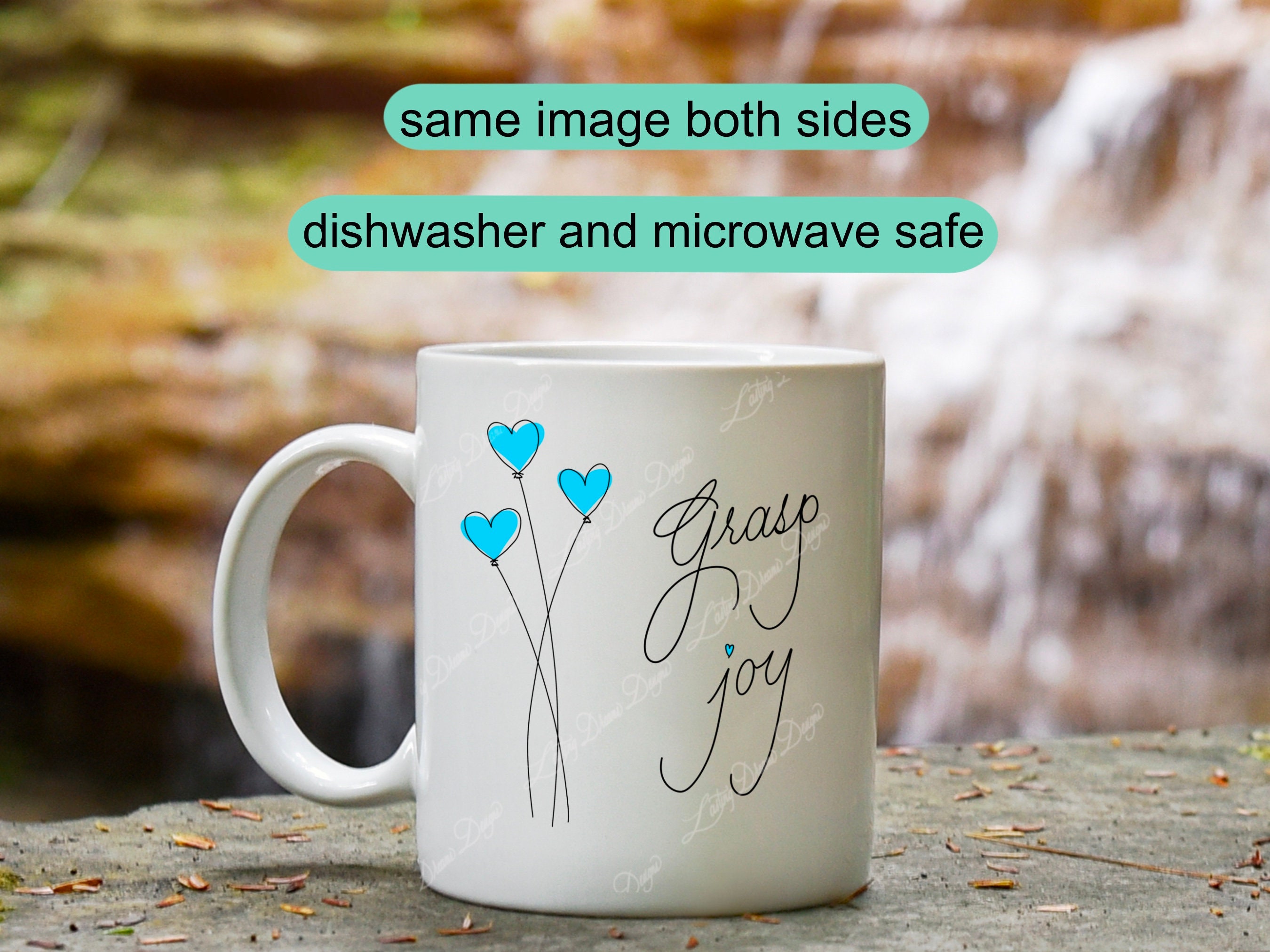 Grasp Joy Teal Colored Mug Sweet Inspiration for Your Morning - Etsy UK