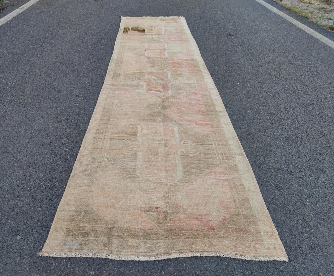 Vintage Long Runner 4x15, Beige Runner Rug, Hallway Runner Rug, Gift ...
