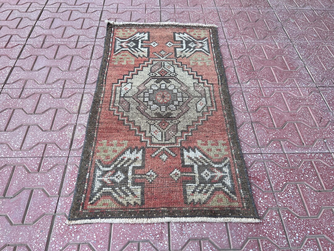 Turkish Small Rug 1.7x3 Doormat Rug Hand Woven Small Rug for Bathroom ...