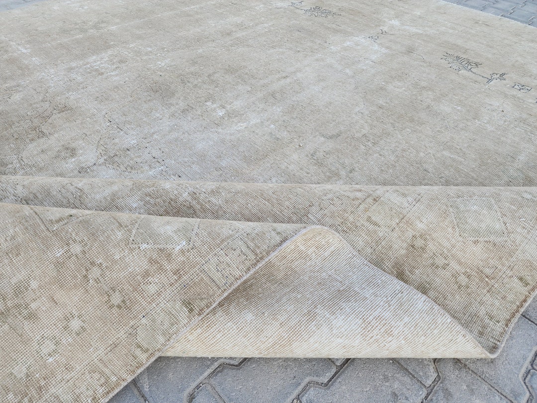 Wool Neutral Rug 10x12, Faded Vintaeg Rug, Gift Rug for Home, Rugs for ...
