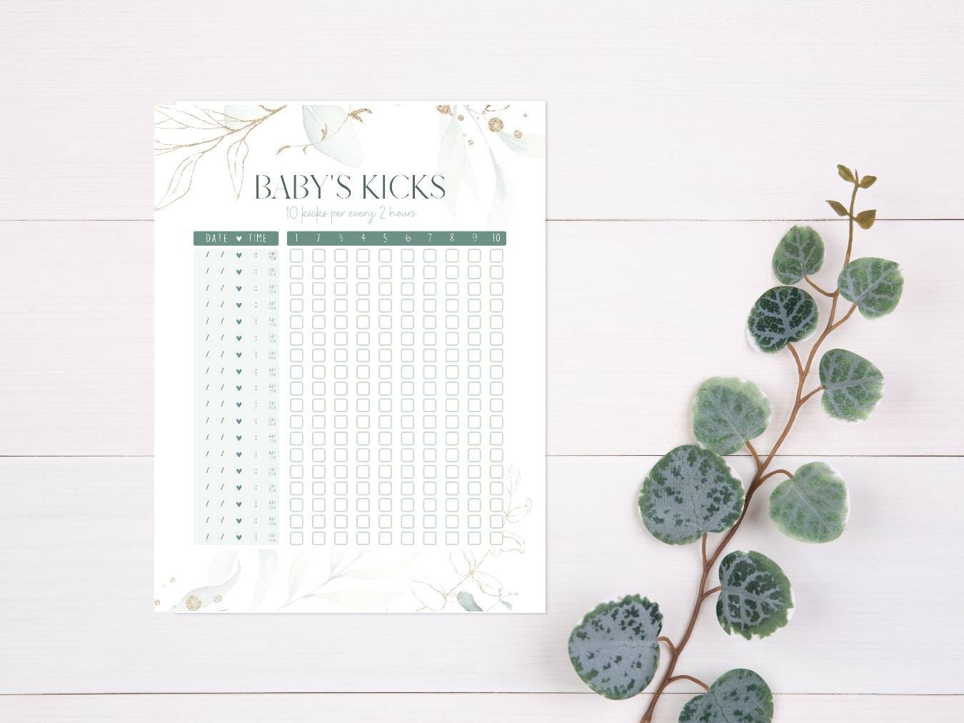 Kick Count Chart, Baby Kick Planner, Fetal Movement Tracker, Printable ...