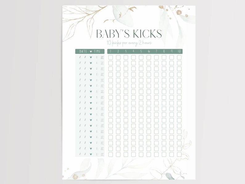 Kick Count Chart, Baby Kick Planner, Fetal Movement Tracker, Printable ...