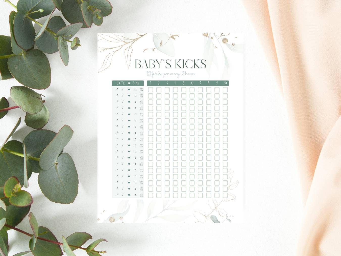 Kick Count Chart, Baby Kick Planner, Fetal Movement Tracker, Printable ...