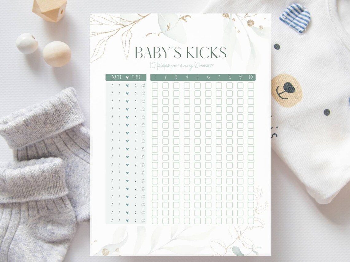Kick Count Chart, Baby Kick Planner, Fetal Movement Tracker, Printable ...