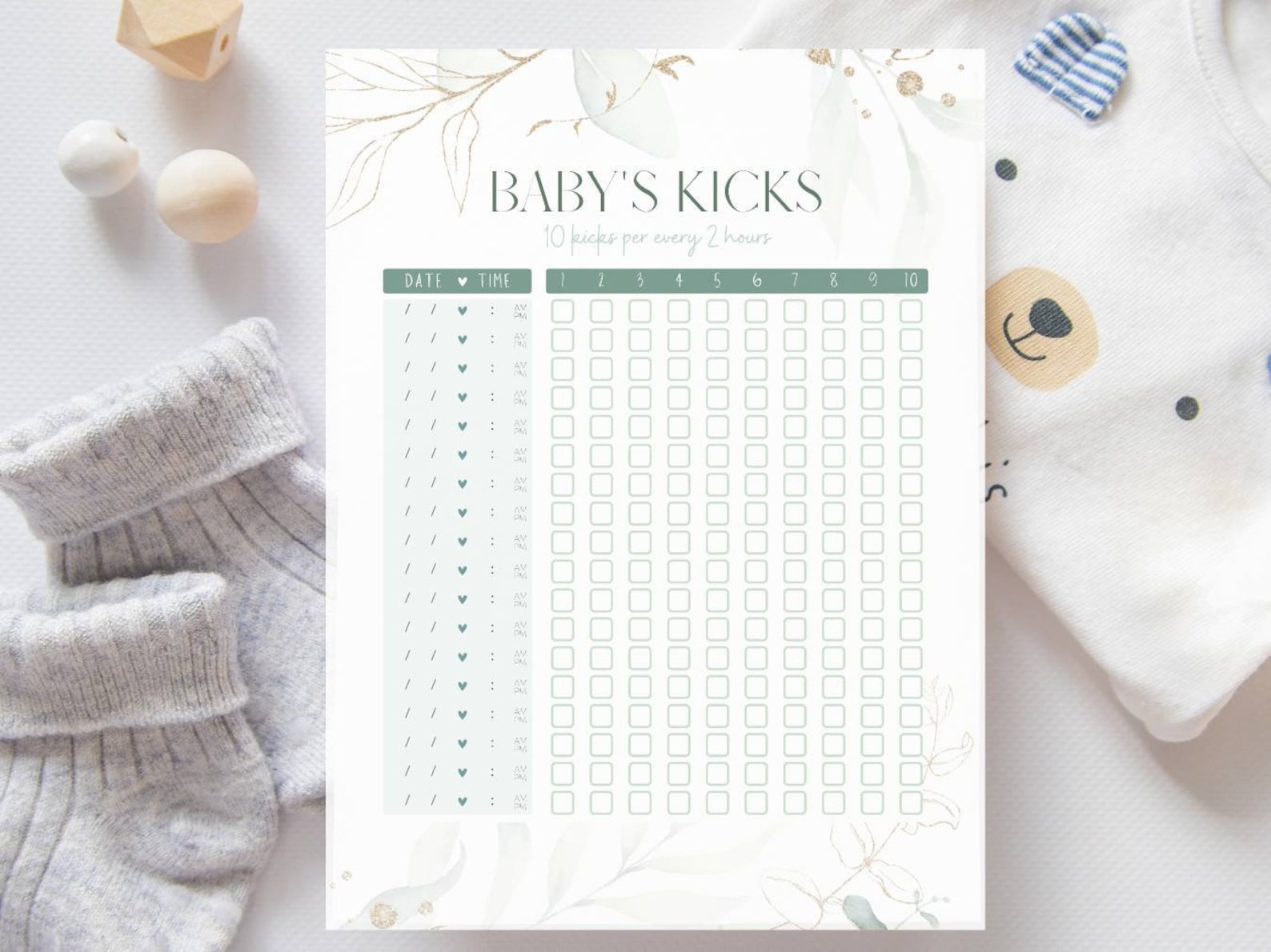 Kick Count Chart, Baby Kick Planner, Fetal Movement Tracker, Printable ...