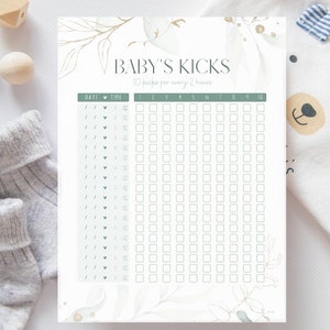 Kick Count Chart, Baby Kick Planner, Fetal Movement Tracker, Printable ...