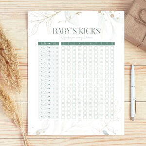 Kick Count Chart, Baby Kick Planner, Fetal Movement Tracker, Printable ...
