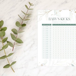 Kick Count Chart, Baby Kick Planner, Fetal Movement Tracker, Printable ...