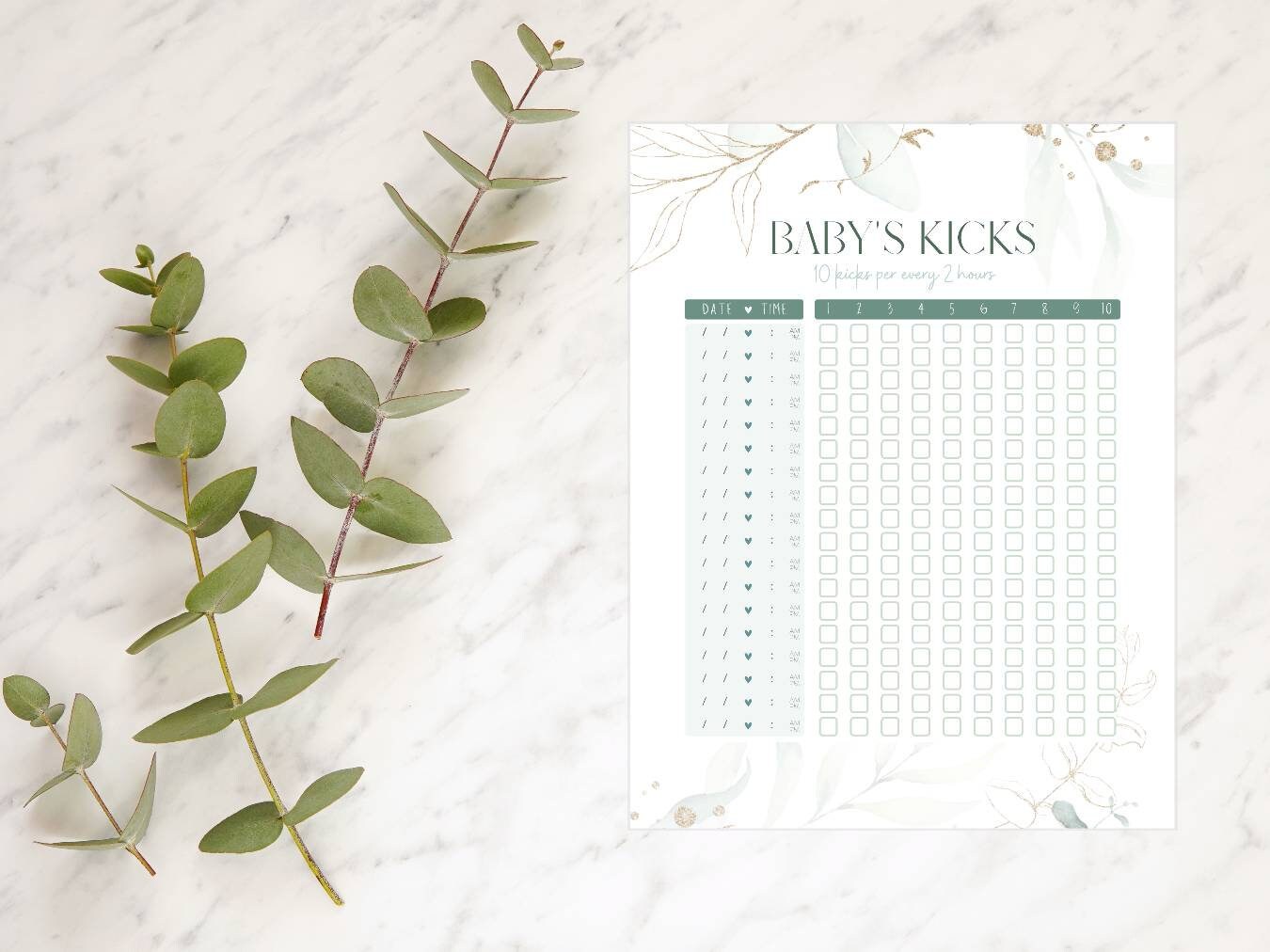 Kick Count Chart, Baby Kick Planner, Fetal Movement Tracker, Printable ...