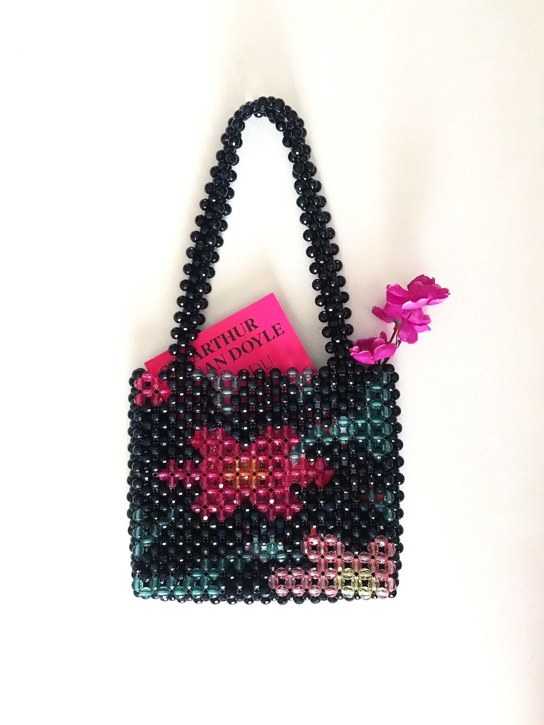 Handmade Crystal Flower Bead Bag, Vintage Shoulder Bag - Etsy