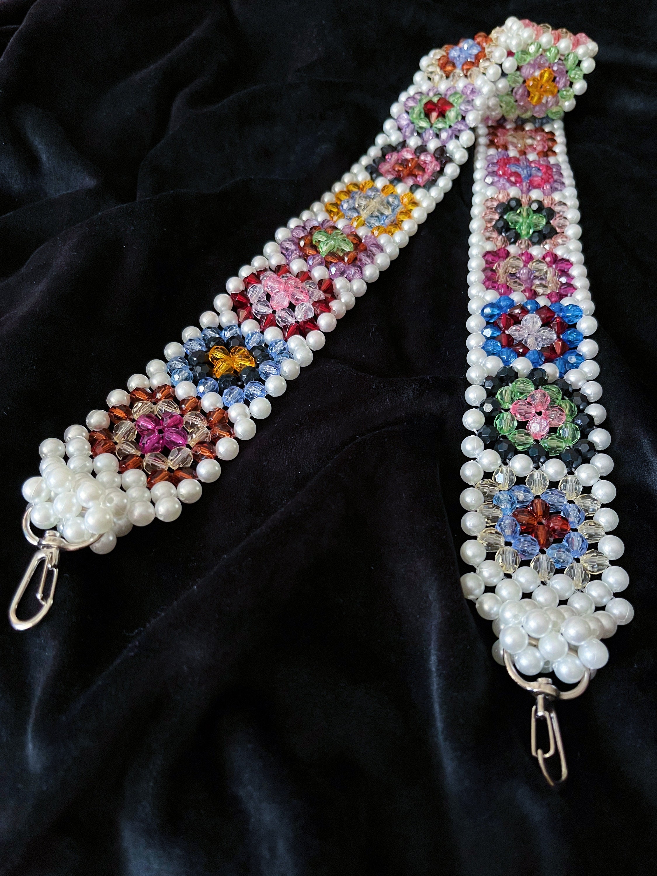 Granny Square Bag Strap, Beaded Crossbody Bag Strap, Shoulder Bag Strap ...