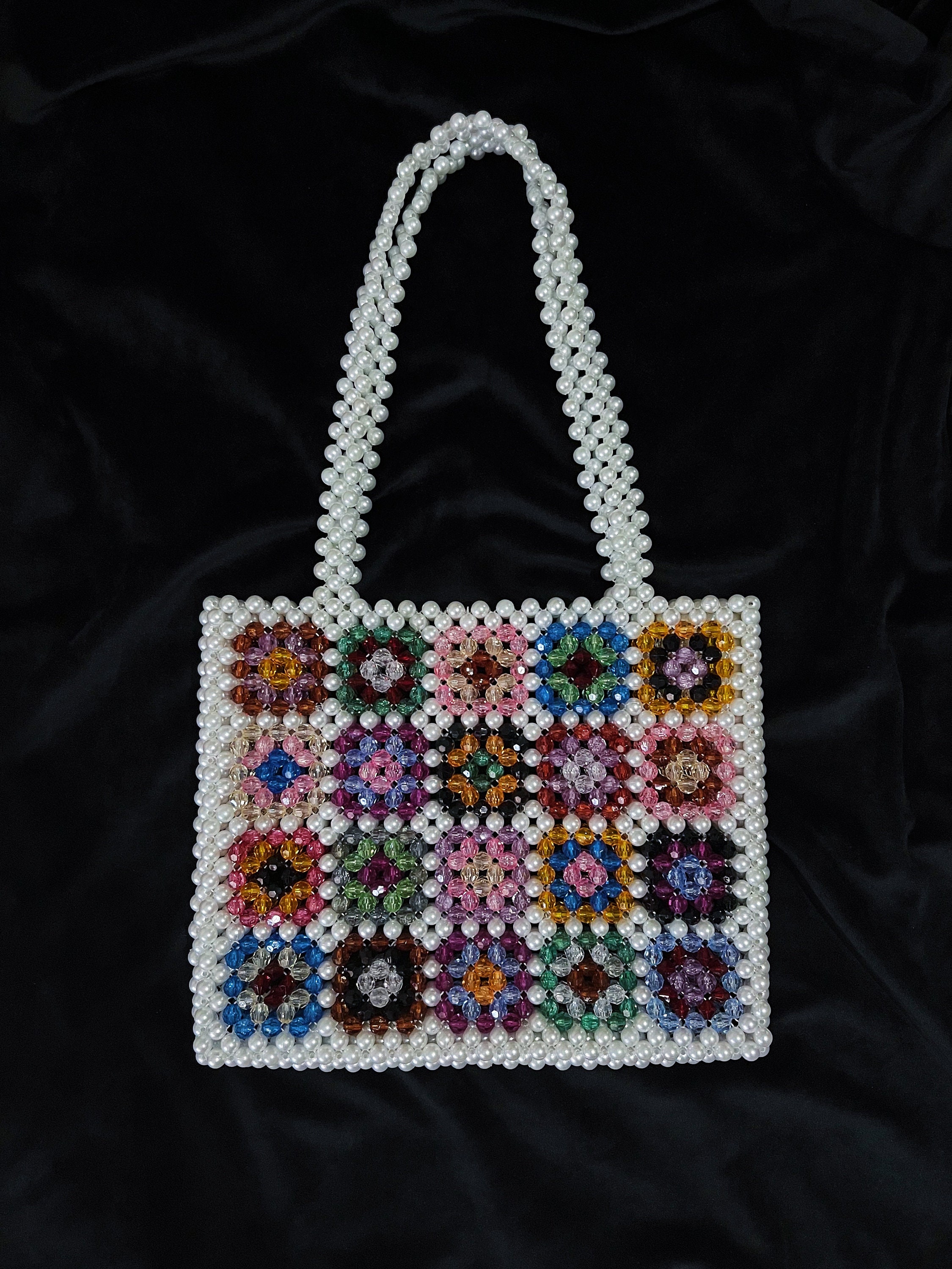 Handmade Granny Square Crystal Bead Bag, Pearl Shoulder Bag - Etsy