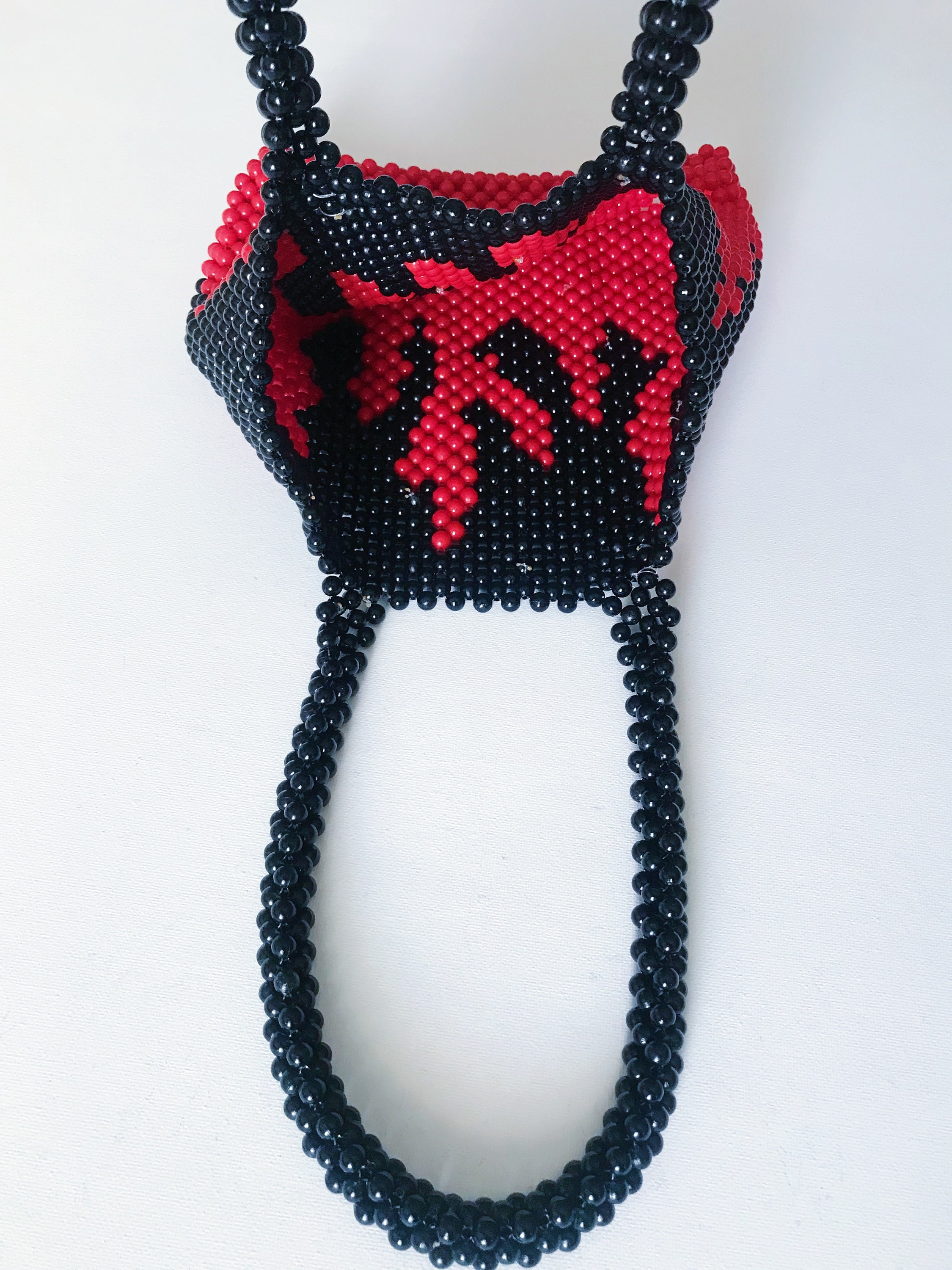 Flaming Beaded Bag,red & Black Bead Bag, Red Bead Bag,valentine's Day ...