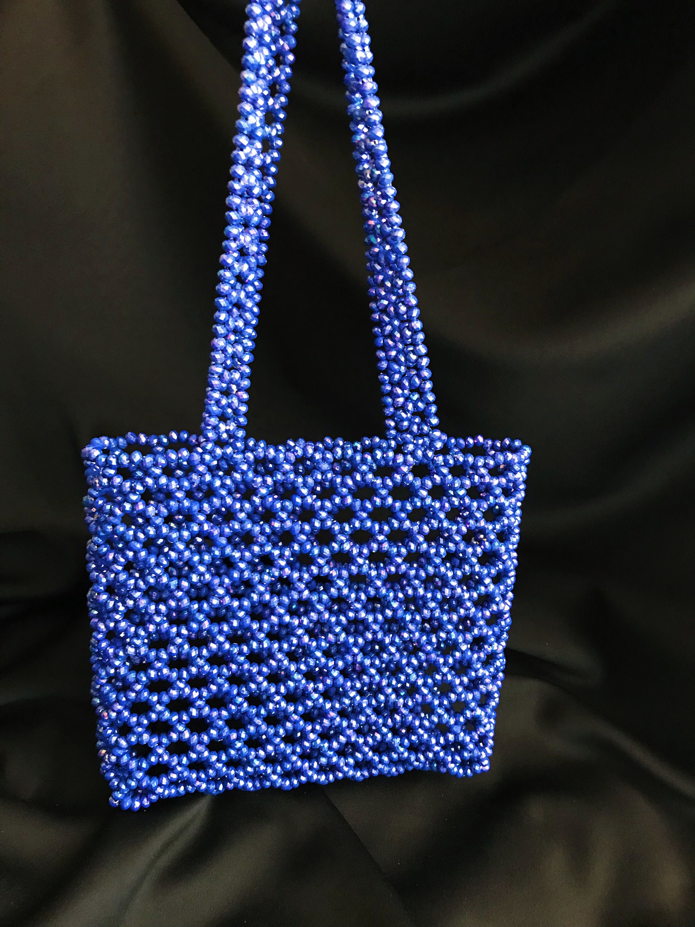 Handmade Blue Crystal Beaded Bags, Blue Shoulder Bag, Vintage Style - Etsy