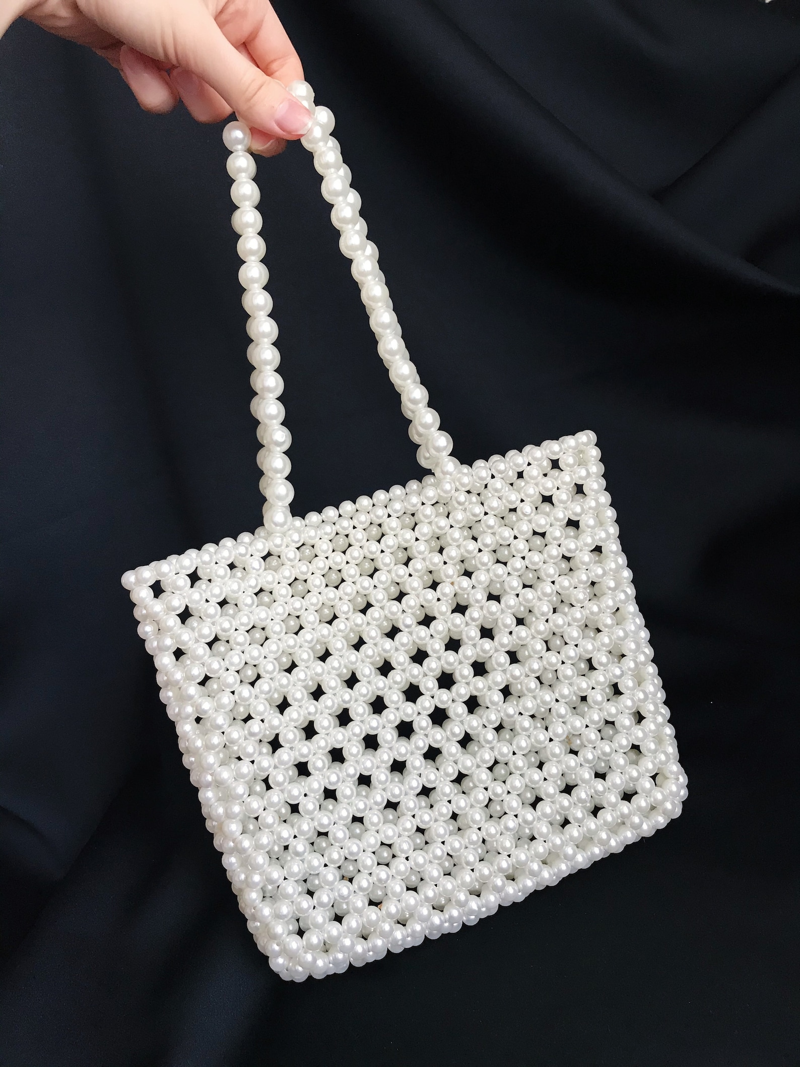 Pearl Bead Bag Pearl Purse Pearl Bag White Evening Bag - Etsy