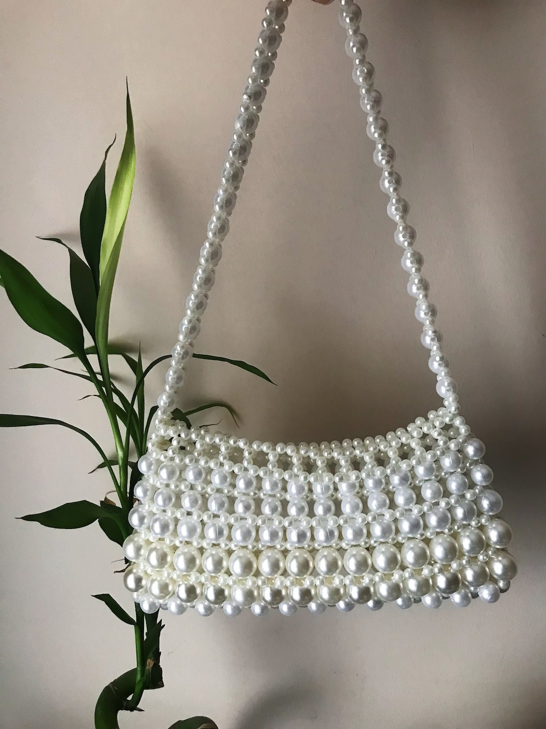 Pearl Bead Bag, Pearl Purse, Pearl Bag, White Evening Bag, Wedding Bag ...