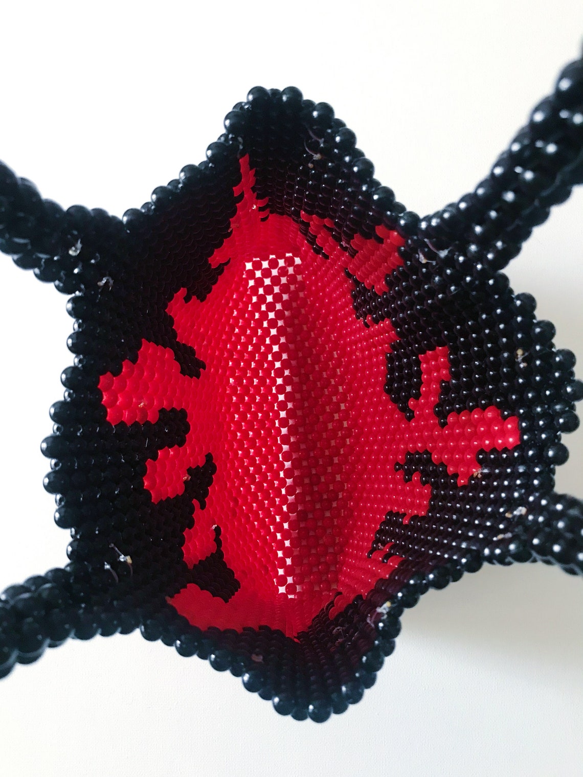 Flaming Beaded Bagred & Black Bead Bag Red Bead - Etsy